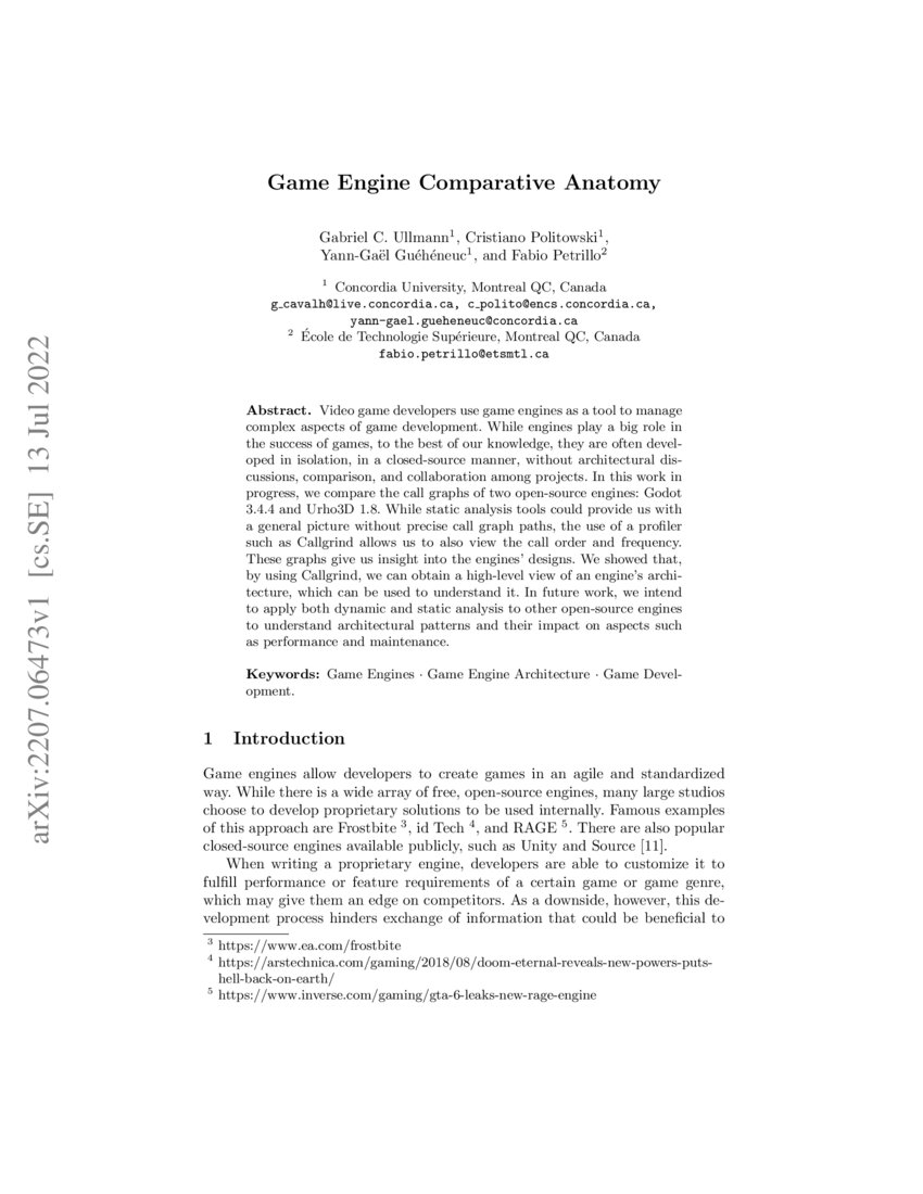 Game Engine Comparative Anatomy | DeepAI