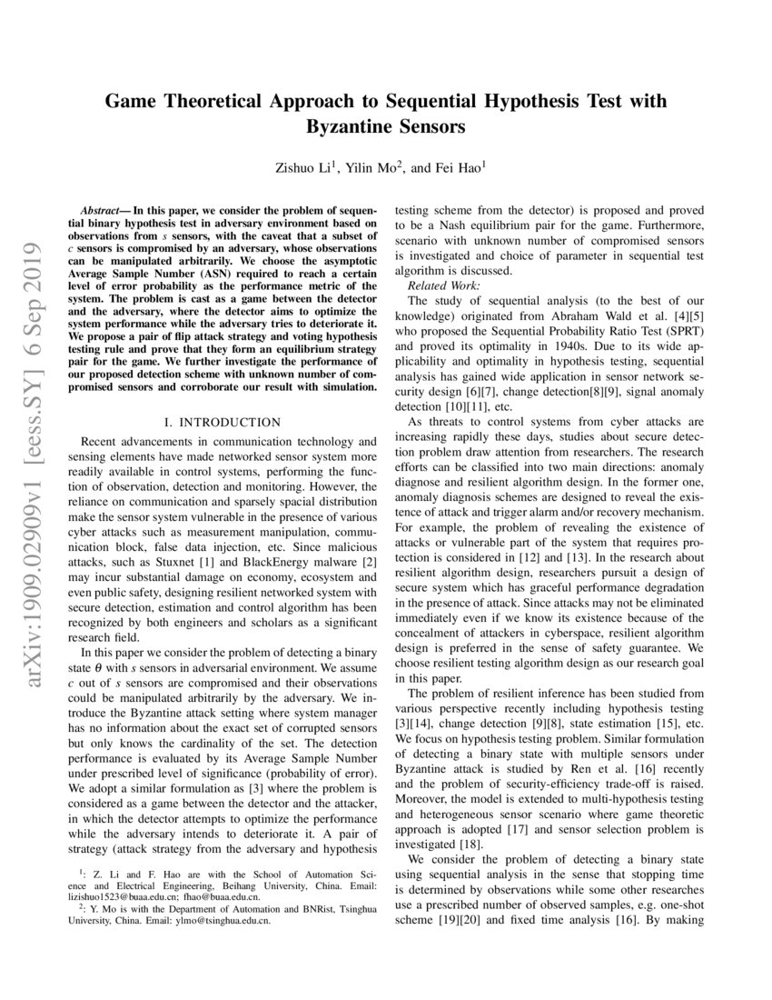 Game Theoretical Approach To Sequential Hypothesis Test With Byzantine