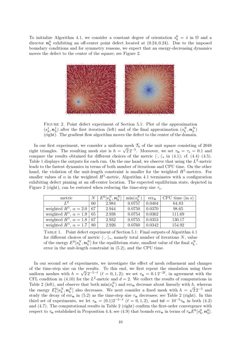 Gamma Convergent Projection Free Finite Element Methods For Nematic