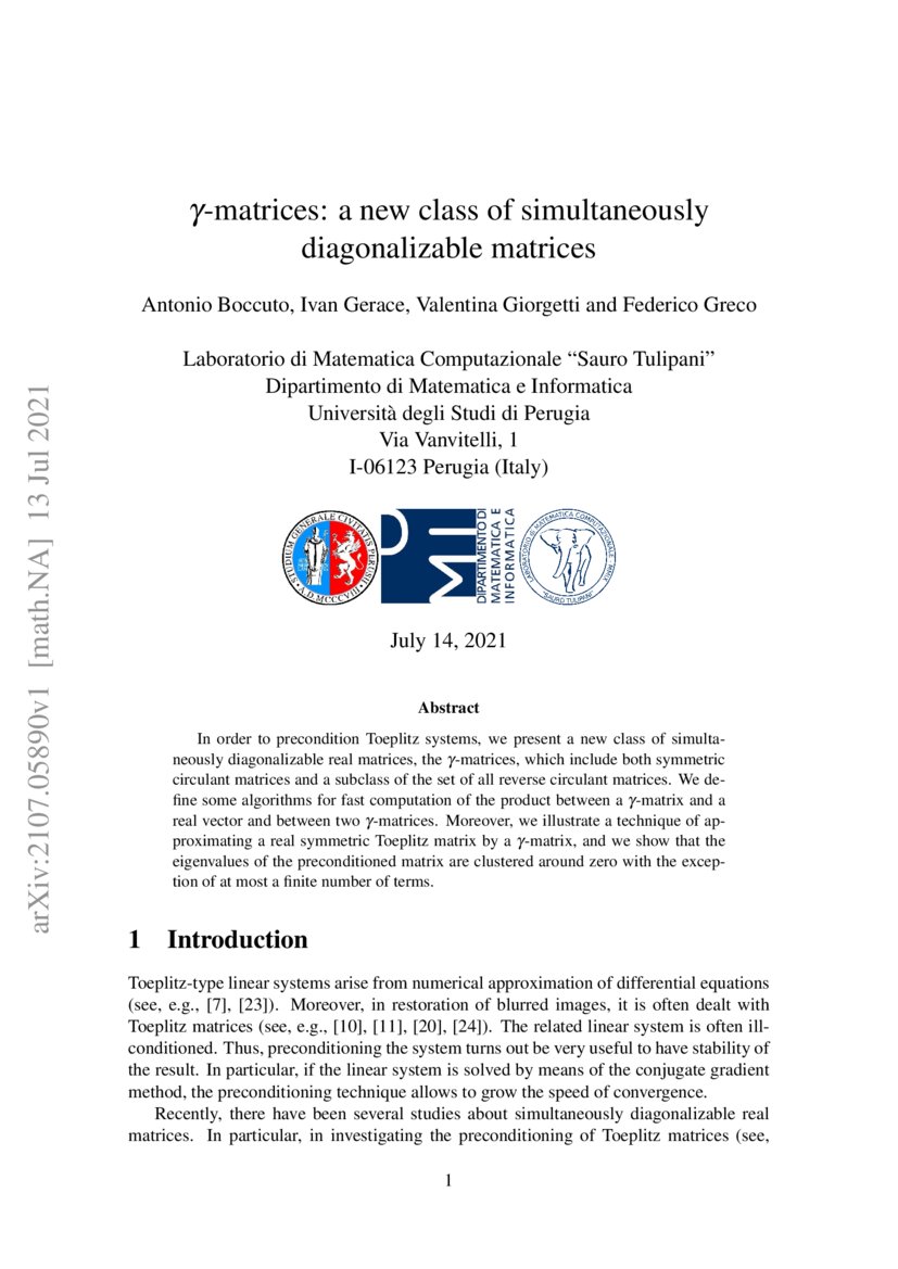 Gamma-matrices: a new class of simultaneously diagonalizable matrices | DeepAI