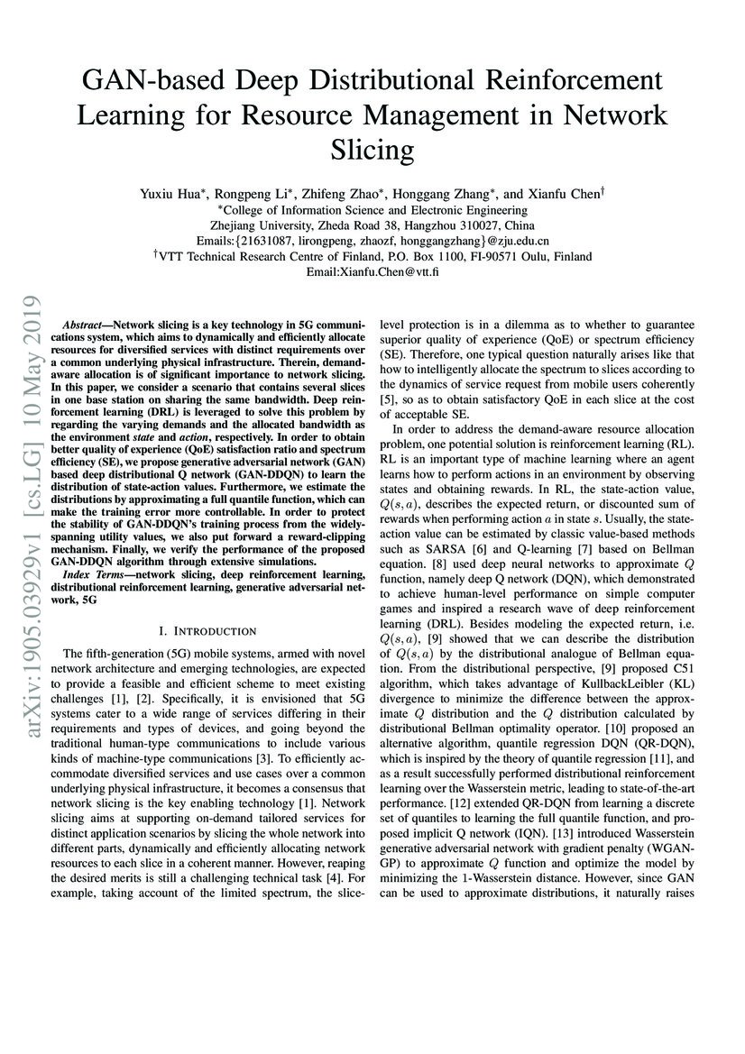 Gan Based Deep Distributional Reinforcement Learning For Resource Management In Network Slicing 