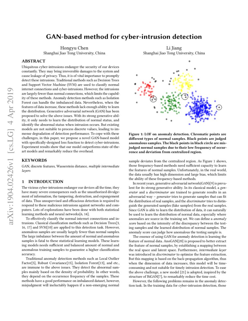Gan Based Method For Cyber Intrusion Detection Deepai 6889