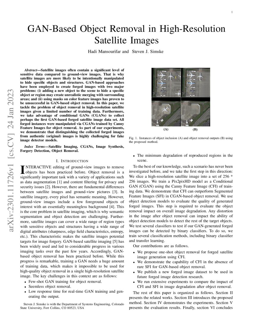 Gan Based Object Removal In High Resolution Satellite Images Deepai