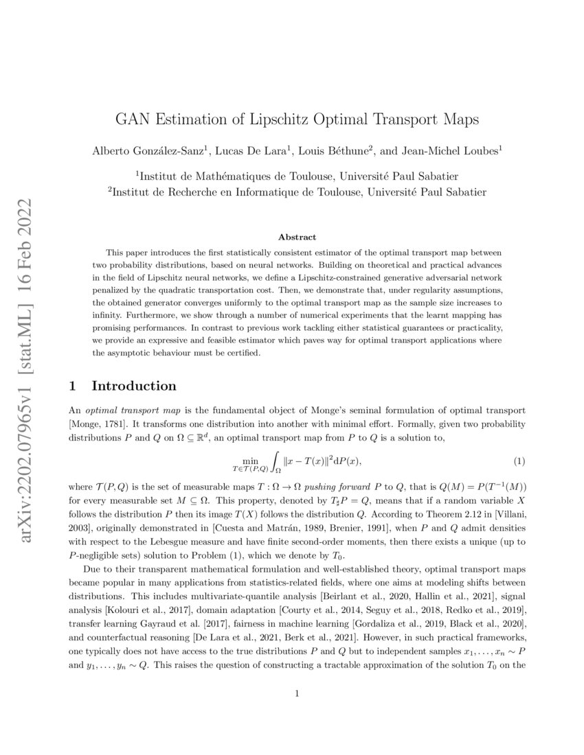 GAN Estimation of Lipschitz Optimal Transport Maps | DeepAI