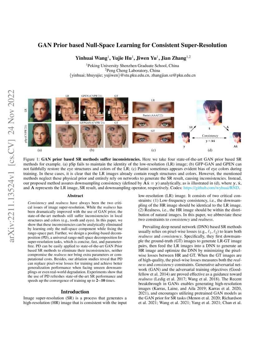 Gan Prior Based Null Space Learning For Consistent Super Resolution