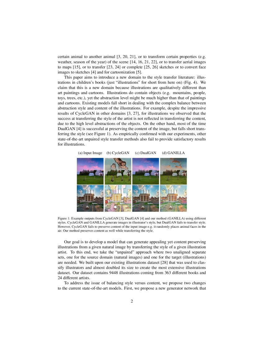 GANILLA: Generative Adversarial Networks for Image to Illustration ... GANILLA: Generative Adversarial Networks for Image to Illustration ...