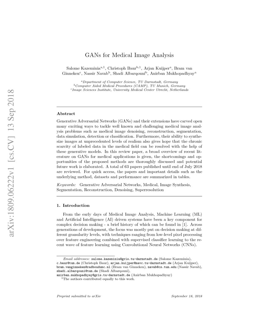 GANs for Medical Image Analysis | DeepAI