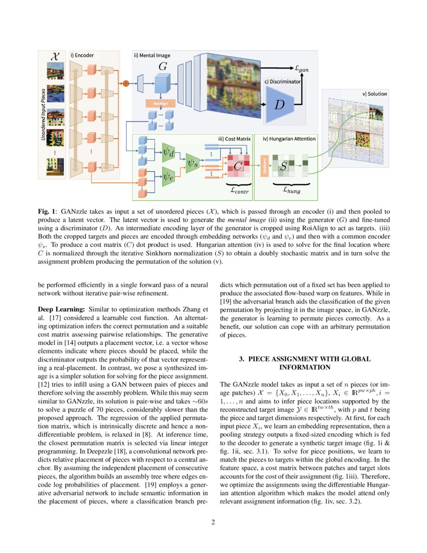 GANzzle: Reframing jigsaw puzzle solving as a retrieval task using a ...
