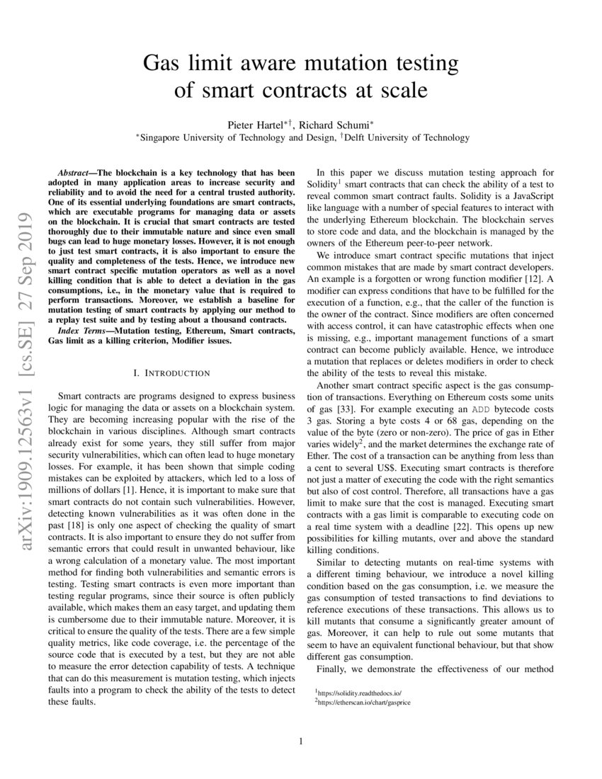 Gas Limit Aware Mutation Testing Of Smart Contracts At Scale Deepai