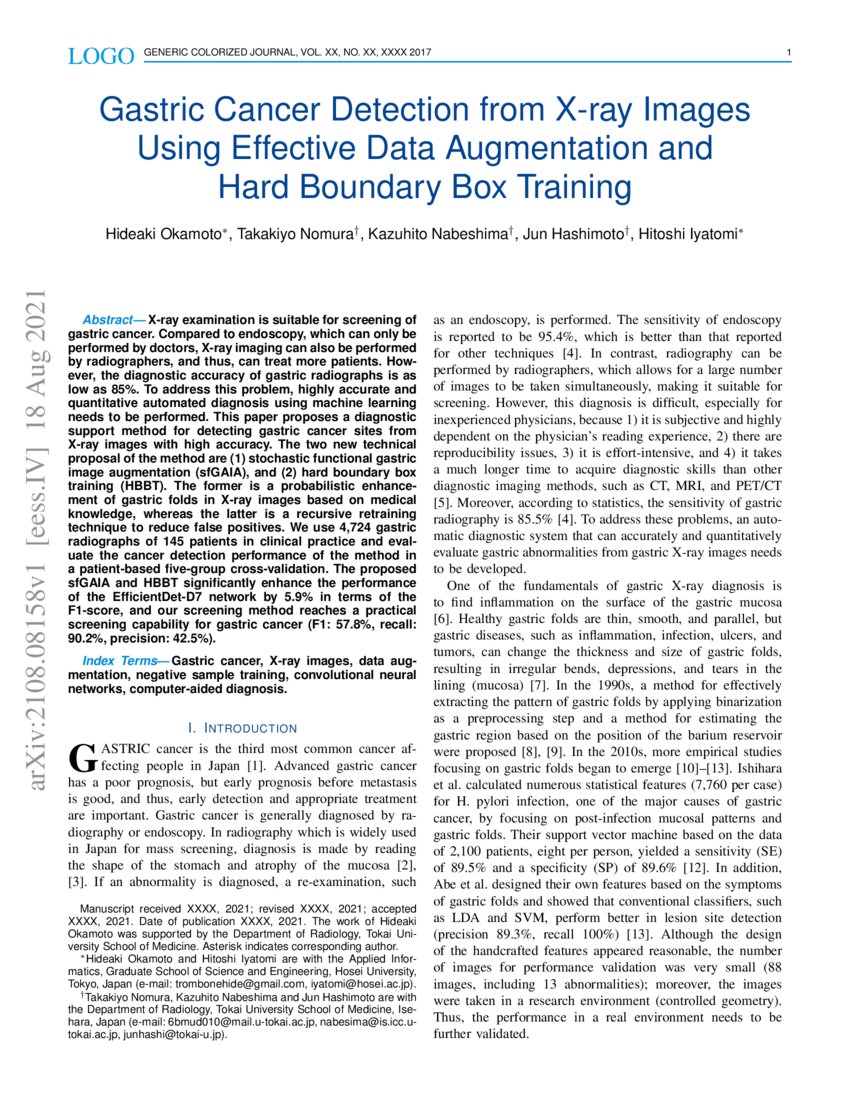 Gastric Cancer Detection from X-ray Images Using Effective Data ...