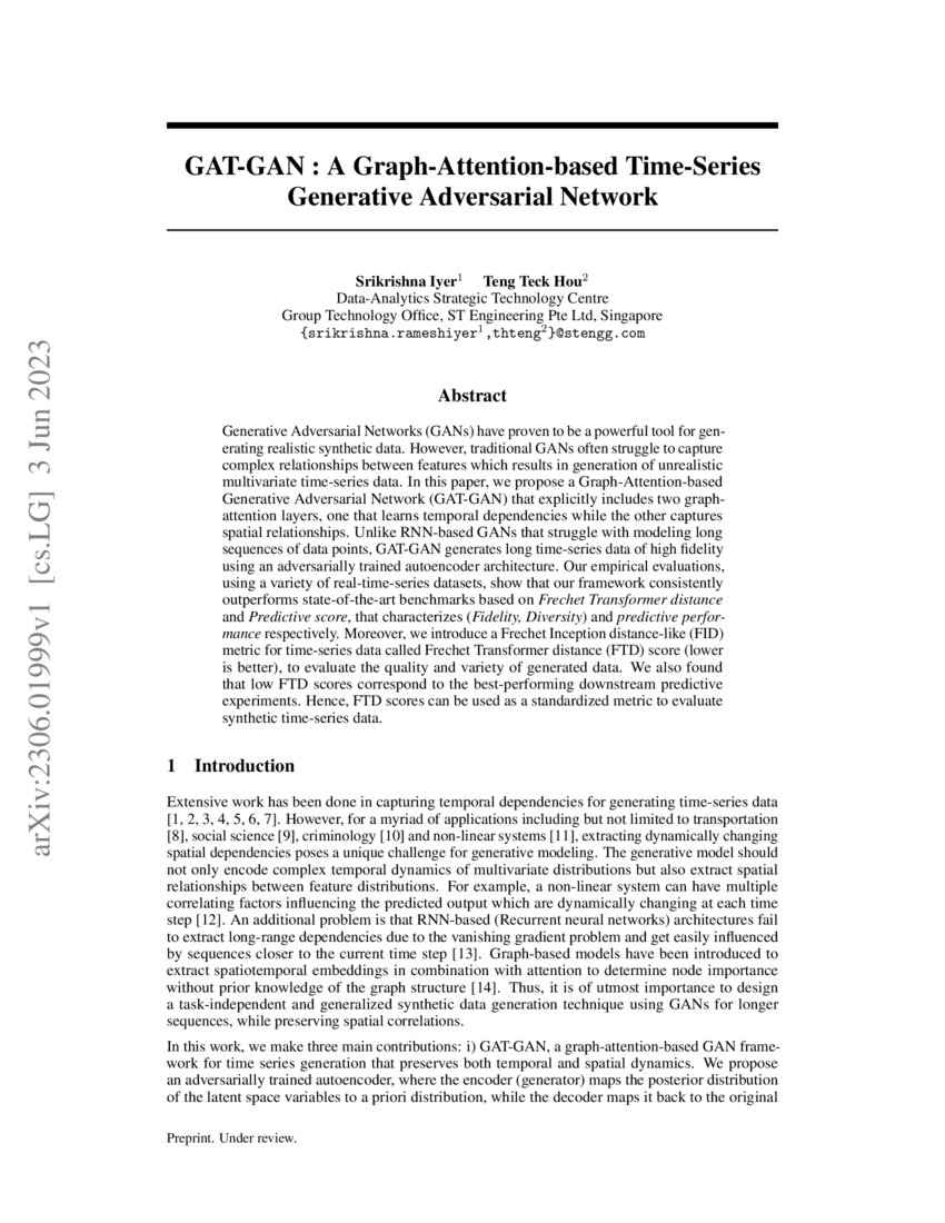 Gat Gan A Graph Attention Based Time Series Generative Adversarial Network Deepai