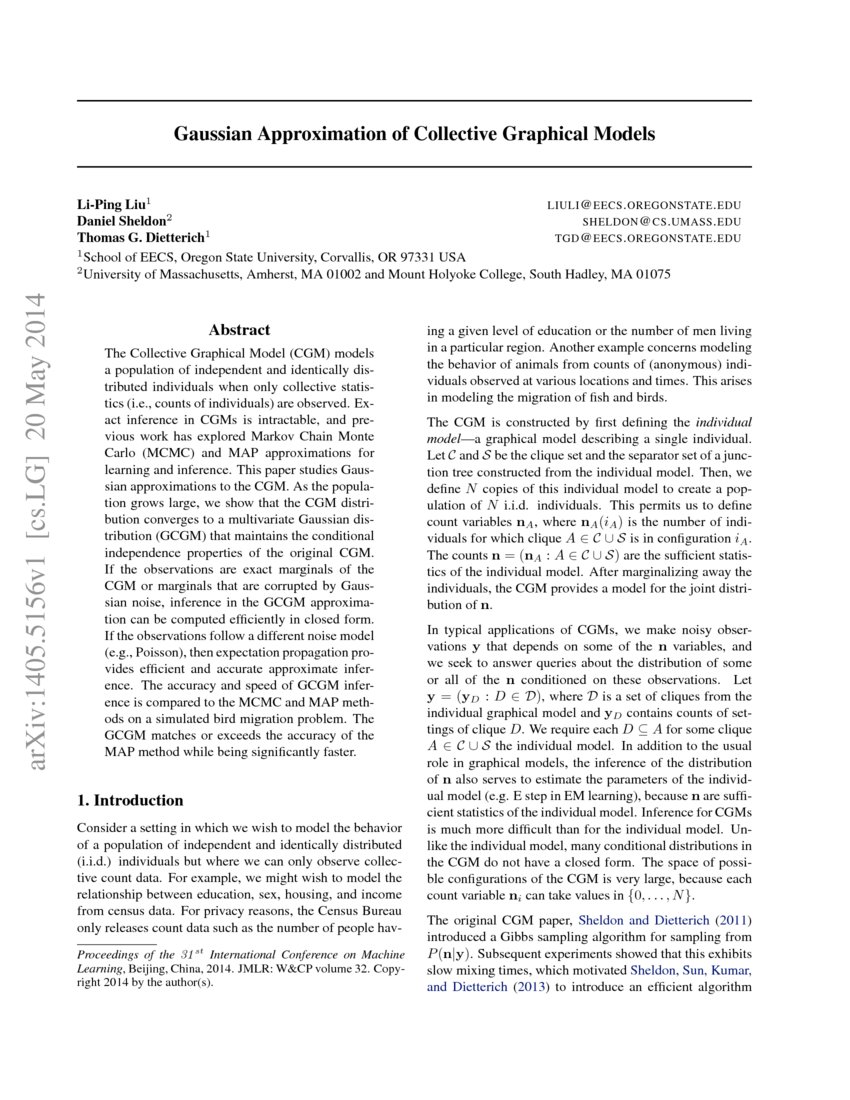 Gaussian Approximation Of Collective Graphical Models Deepai