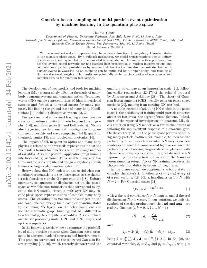 Gaussian boson sampling and multi-particle event optimization by machine learning in the quantum ...