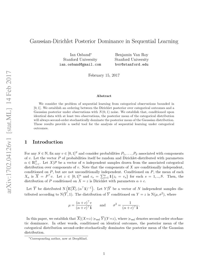 Gaussian-Dirichlet Posterior Dominance in Sequential Learning | DeepAI