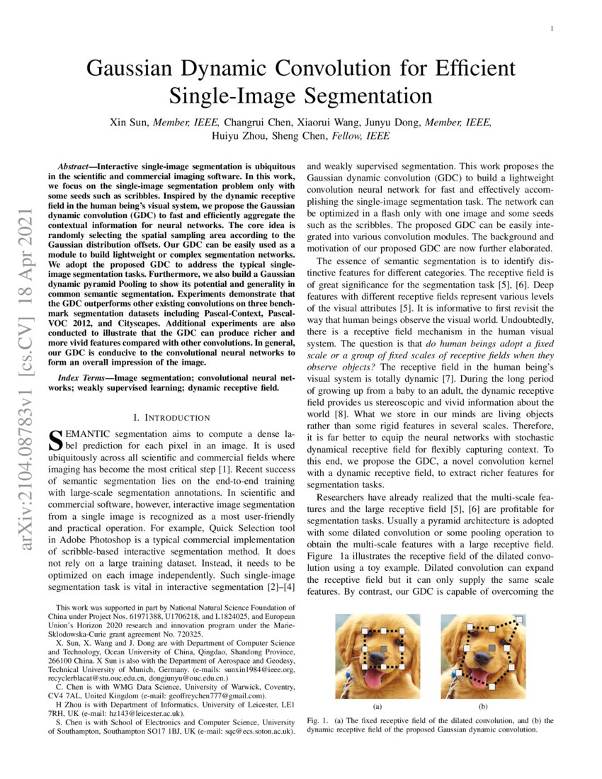 Gaussian Dynamic Convolution For Efficient Single Image Segmentation Deepai 