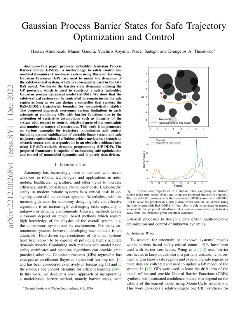 Gaussian Process Barrier States For Safe Trajectory Optimization And Control Deepai