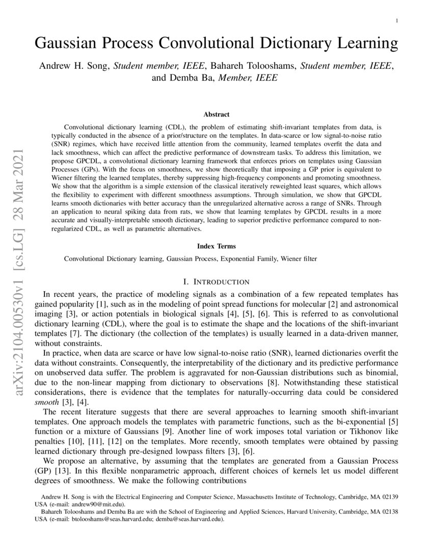 Gaussian Process Convolutional Dictionary Learning | DeepAI