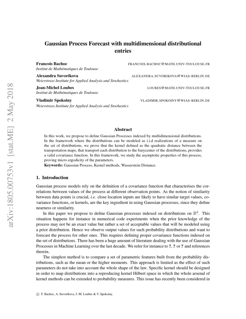 Gaussian Process Forecast With Multidimensional Distributional Entries