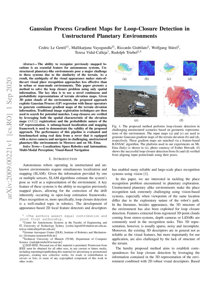Gaussian Process Gradient Maps For Loop Closure Detection In Unstructured Planetary Environments