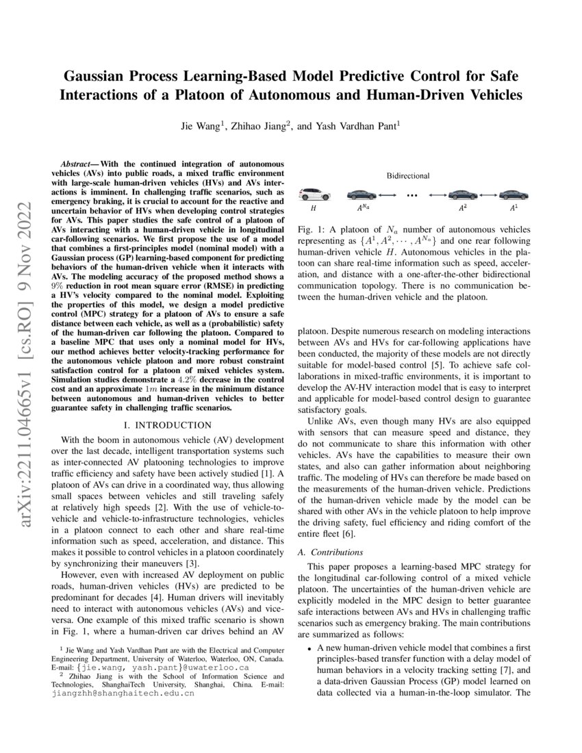 Gaussian Process Learning Based Model Predictive Control For Safe Interactions Of A Platoon Of
