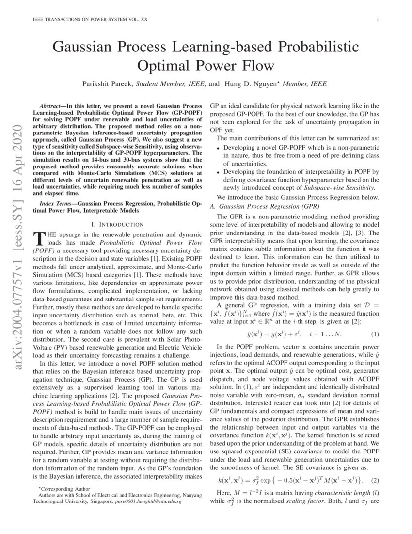 Gaussian Process Learning-based Probabilistic Optimal Power Flow | DeepAI