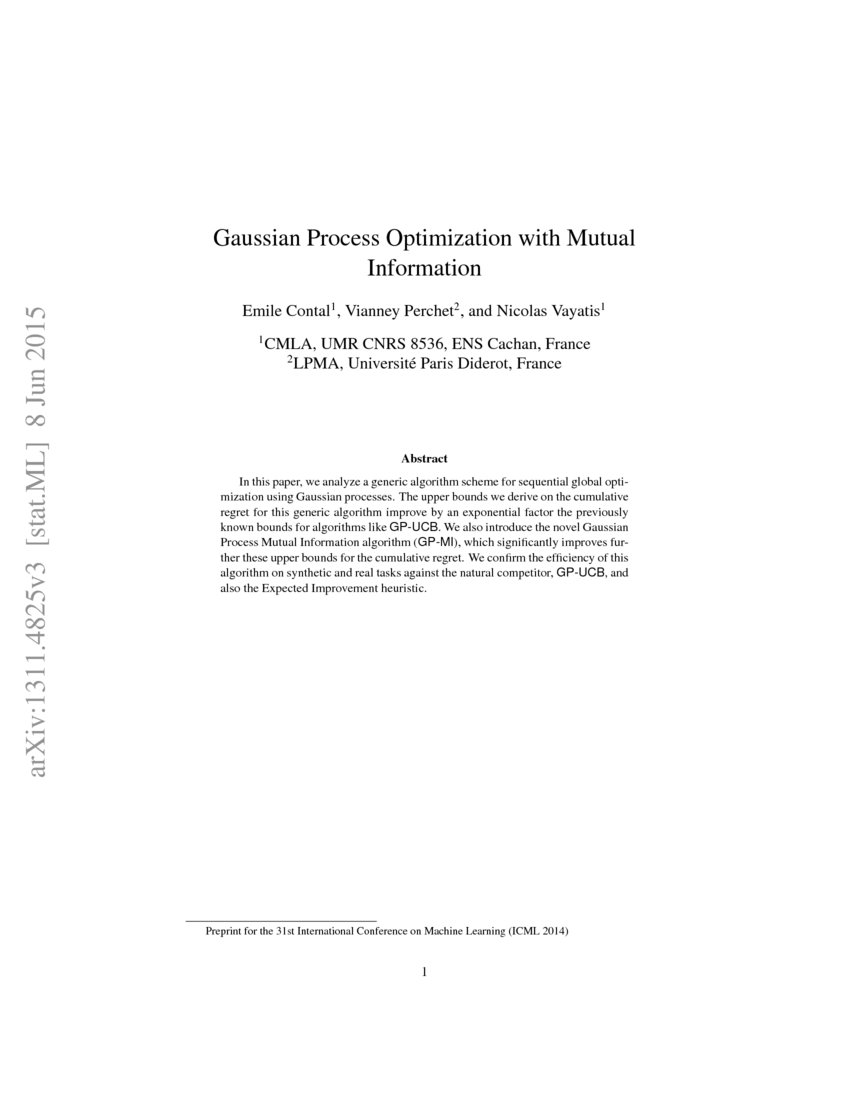 Gaussian Process Optimization with Mutual Information | DeepAI Gaussian Process Optimization with Mutual Information | DeepAI