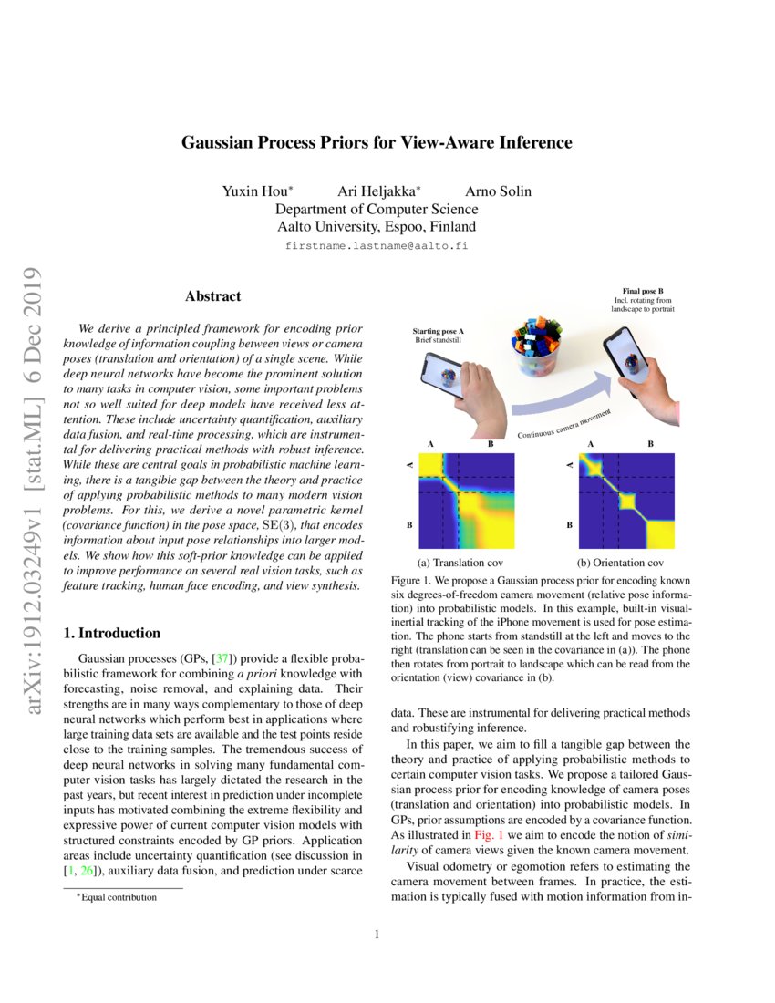 Gaussian Process Priors for View-Aware Inference | DeepAI