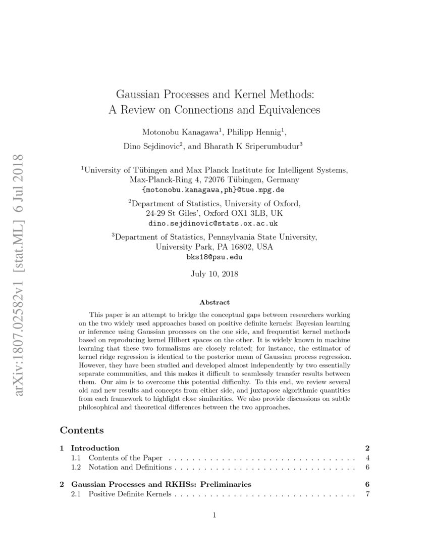 Gaussian Processes And Kernel Methods A Review On Connections And