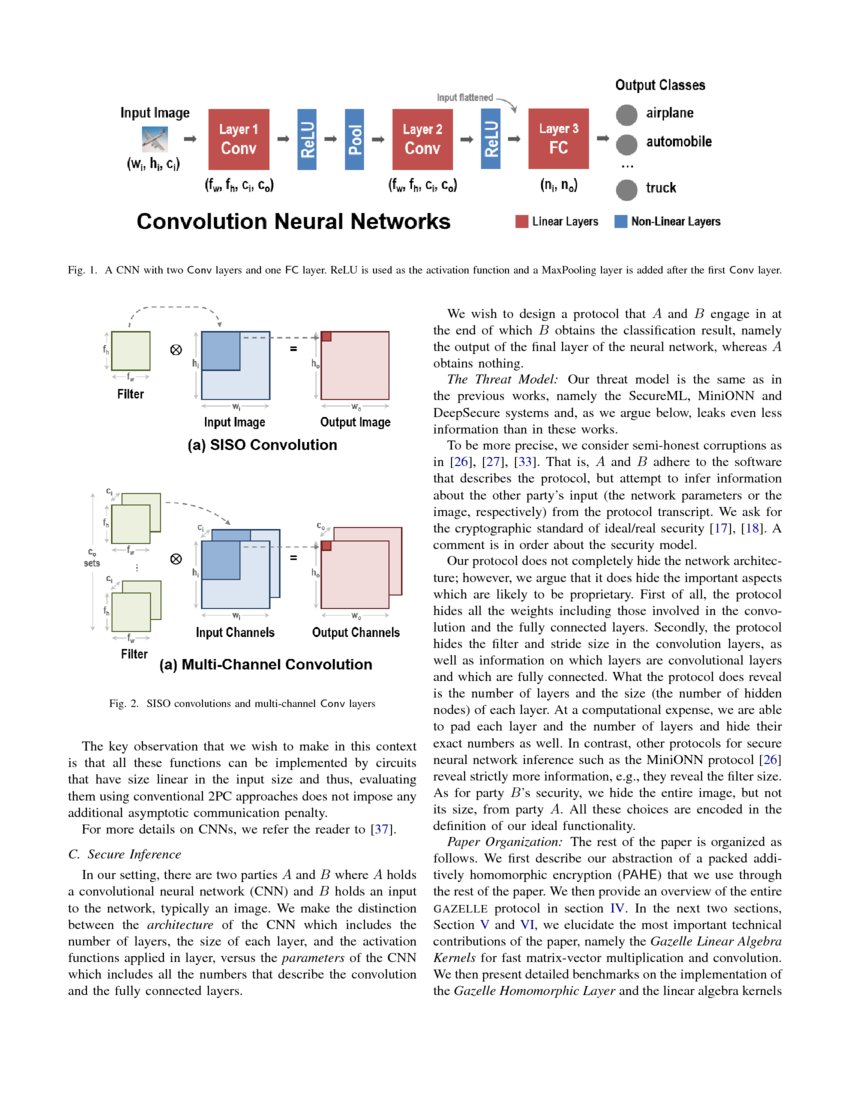 Gazelle: A Low Latency Framework for Secure Neural Network Inference | DeepAI