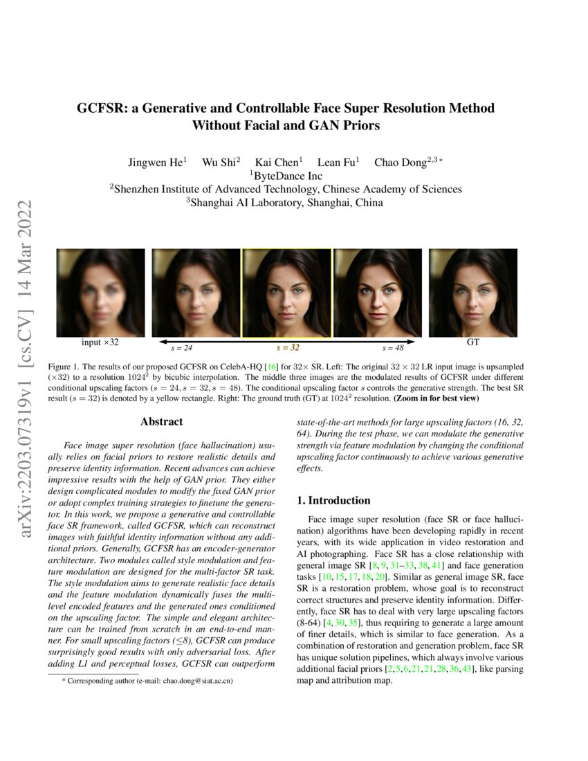 GCFSR: a Generative and Controllable Face Super Resolution Method ...