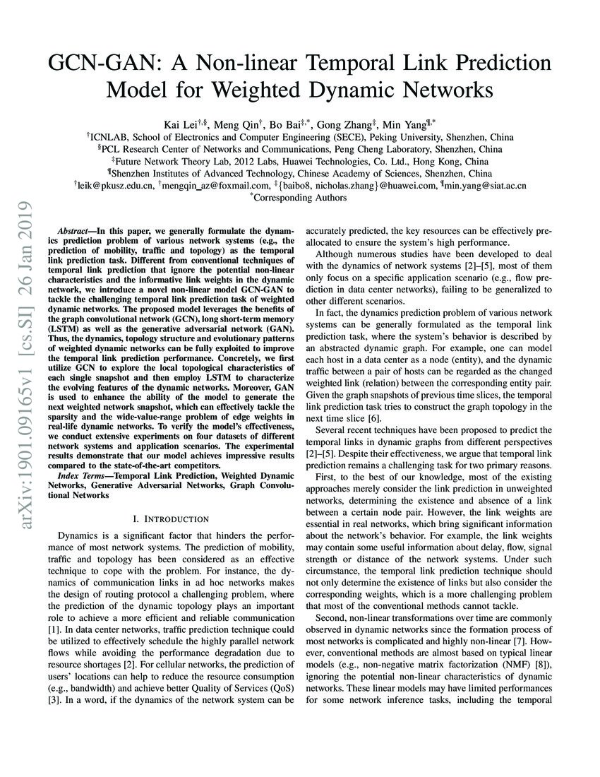 GCN-GAN: A Non-linear Temporal Link Prediction Model for Weighted ...