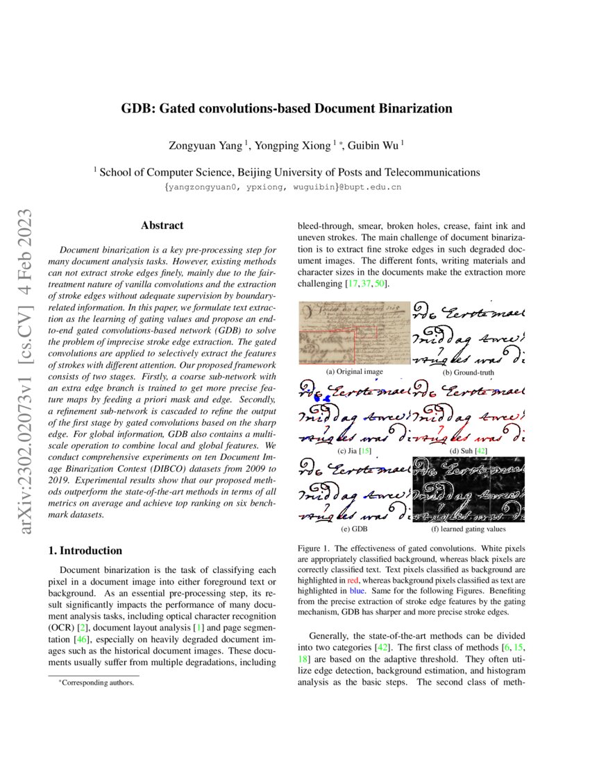 Gdb Gated Convolutions Based Document Binarization Deepai
