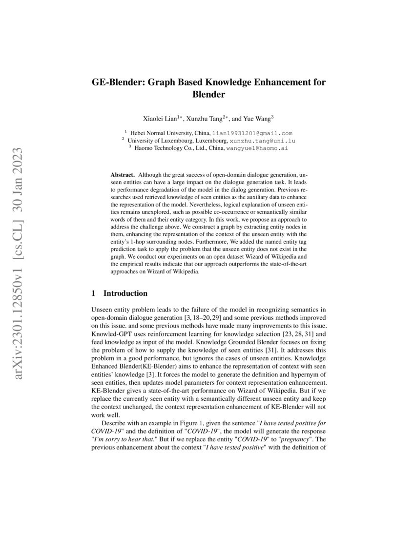 Ge Blender Graph Based Knowledge Enhancement For Blender Deepai