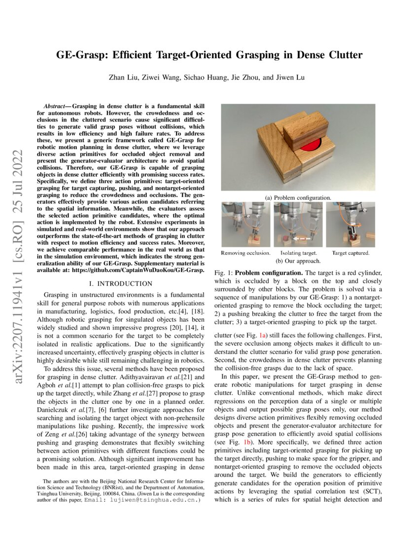 GE-Grasp: Efficient Target-Oriented Grasping in Dense Clutter | DeepAI