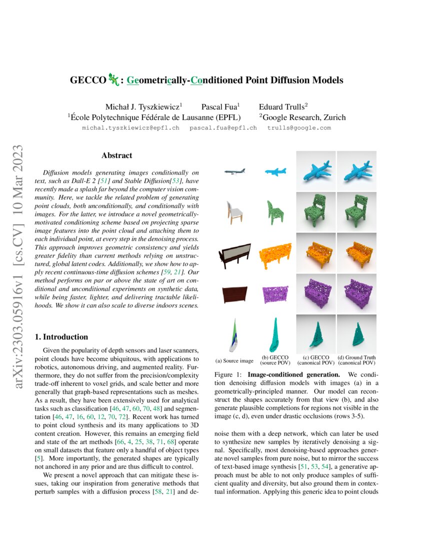GECCO: Geometrically-Conditioned Point Diffusion Models | DeepAI
