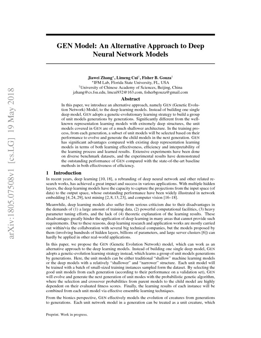 GEN Model: An Alternative Approach to Deep Neural Network Models | DeepAI