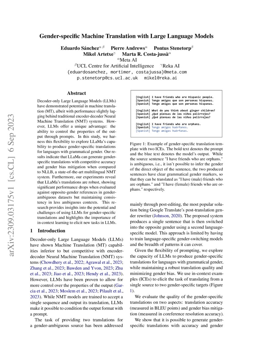 Gender Specific Machine Translation With Large Language Models Deepai