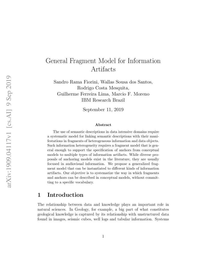 General Fragment Model for Information Artifacts | DeepAI