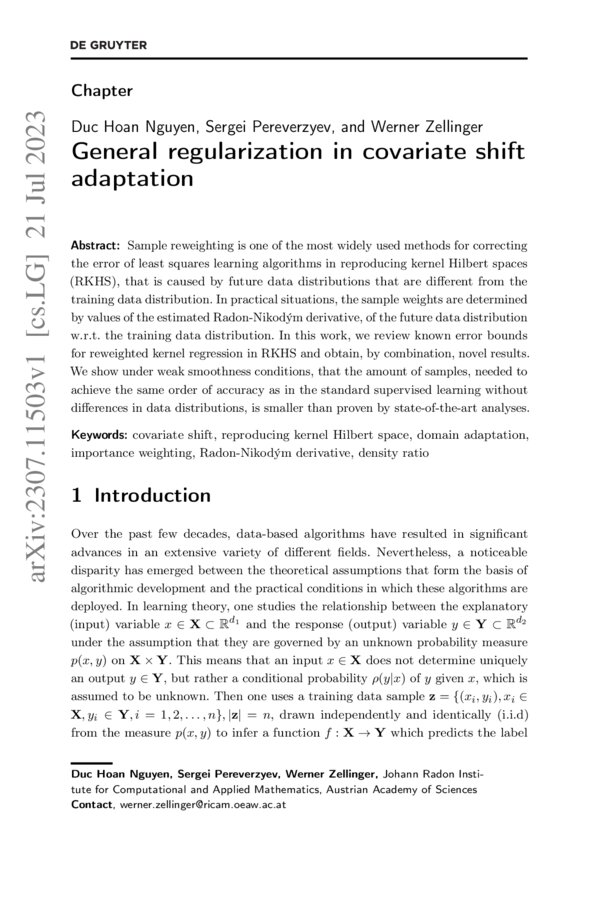 General Regularization In Covariate Shift Adaptation Deepai