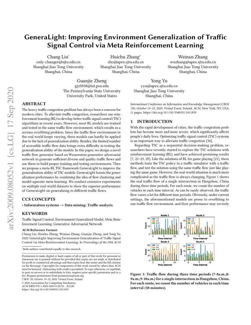 GeneraLight: Improving Environment Generalization of Traffic Signal Control via Meta ...