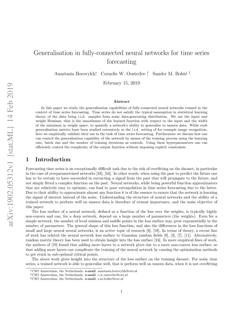 Generalisation in fully-connected neural networks for time series ...