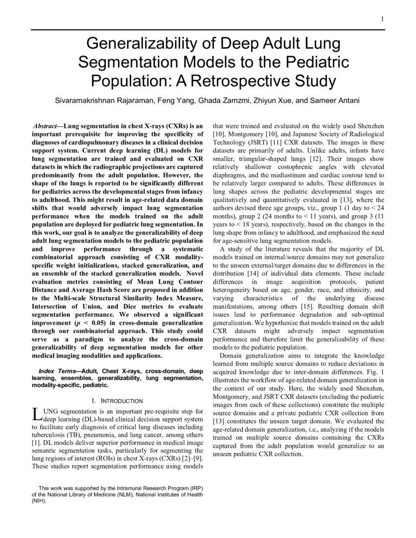 Generalizability Of Deep Adult Lung Segmentation Models To The Pediatric Population A