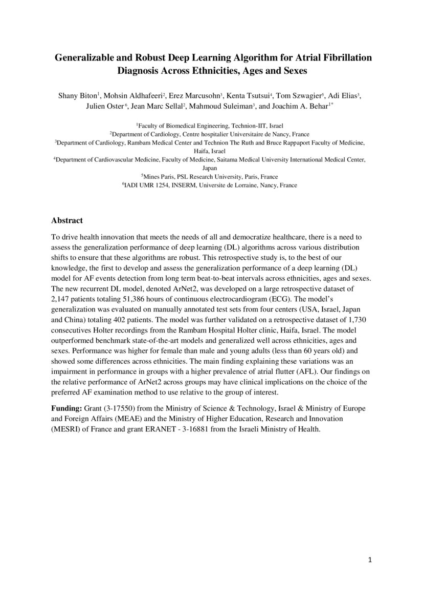 Generalizable And Robust Deep Learning Algorithm For Atrial Fibrillation Diagnosis Across