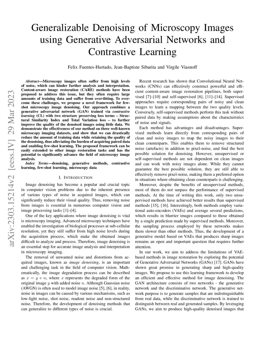 Generalizable Denoising of Microscopy Images using Generative Adversarial Networks and ...