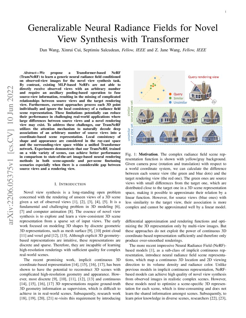 Generalizable Neural Radiance Fields For Novel View Synthesis With Transformer Deepai