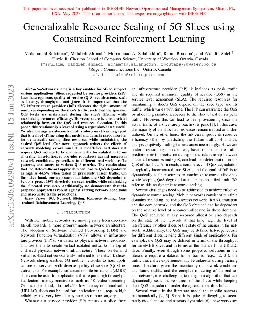 Generalizable Resource Scaling Of 5g Slices Using Constrained Reinforcement Learning Deepai