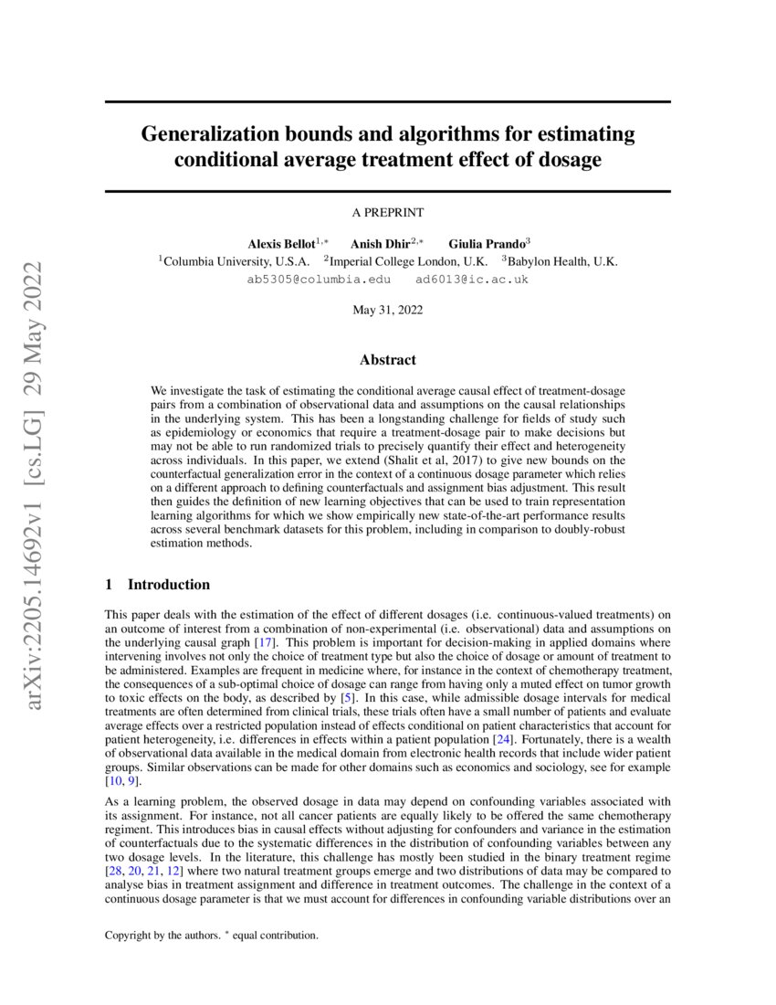 Generalization Bounds And Algorithms For Estimating Conditional Average