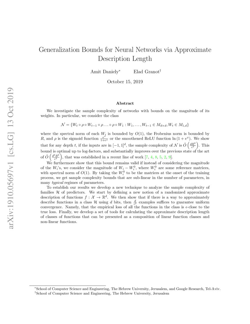 Generalization Bounds for Neural Networks via Approximate Description ...