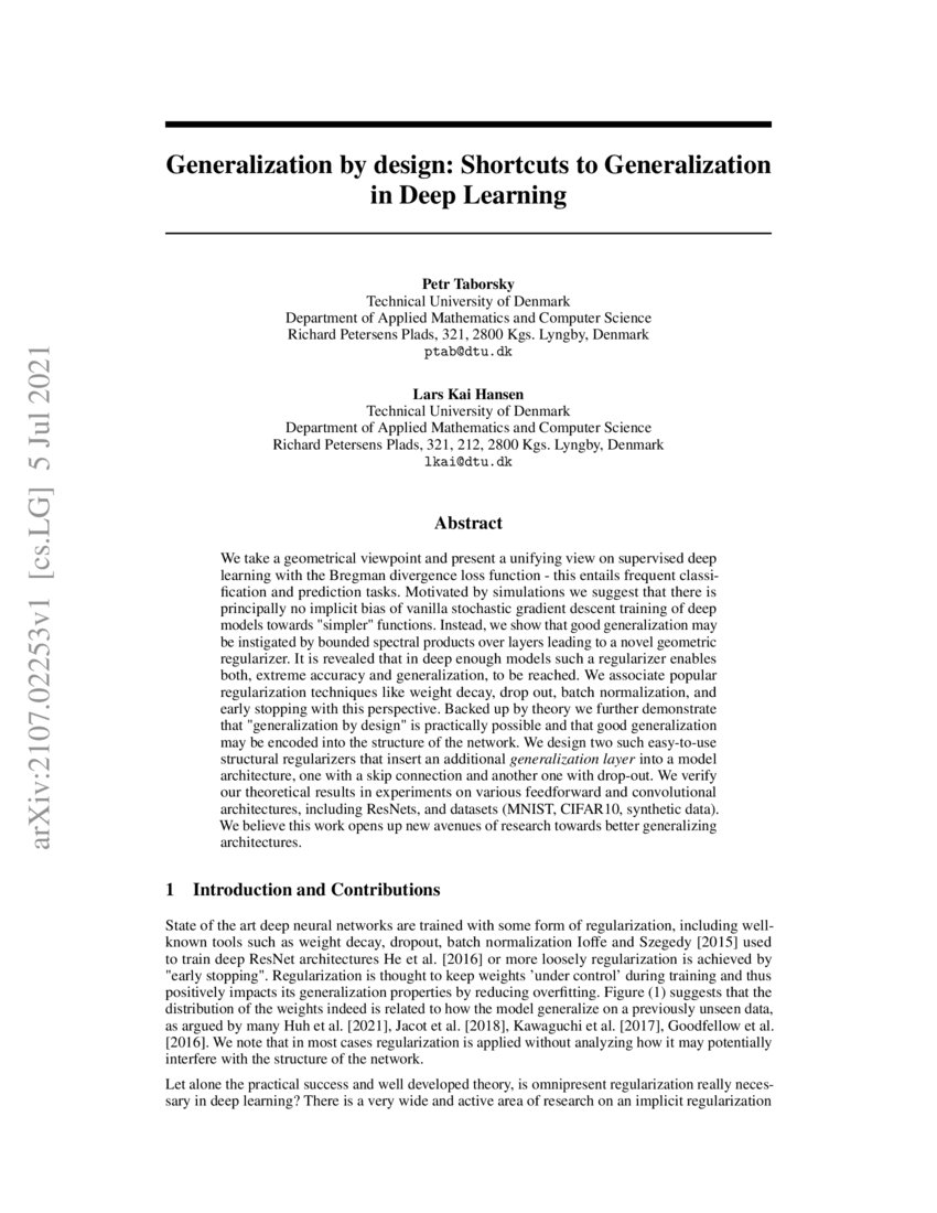 Generalization By Design Shortcuts To Generalization In Deep Learning