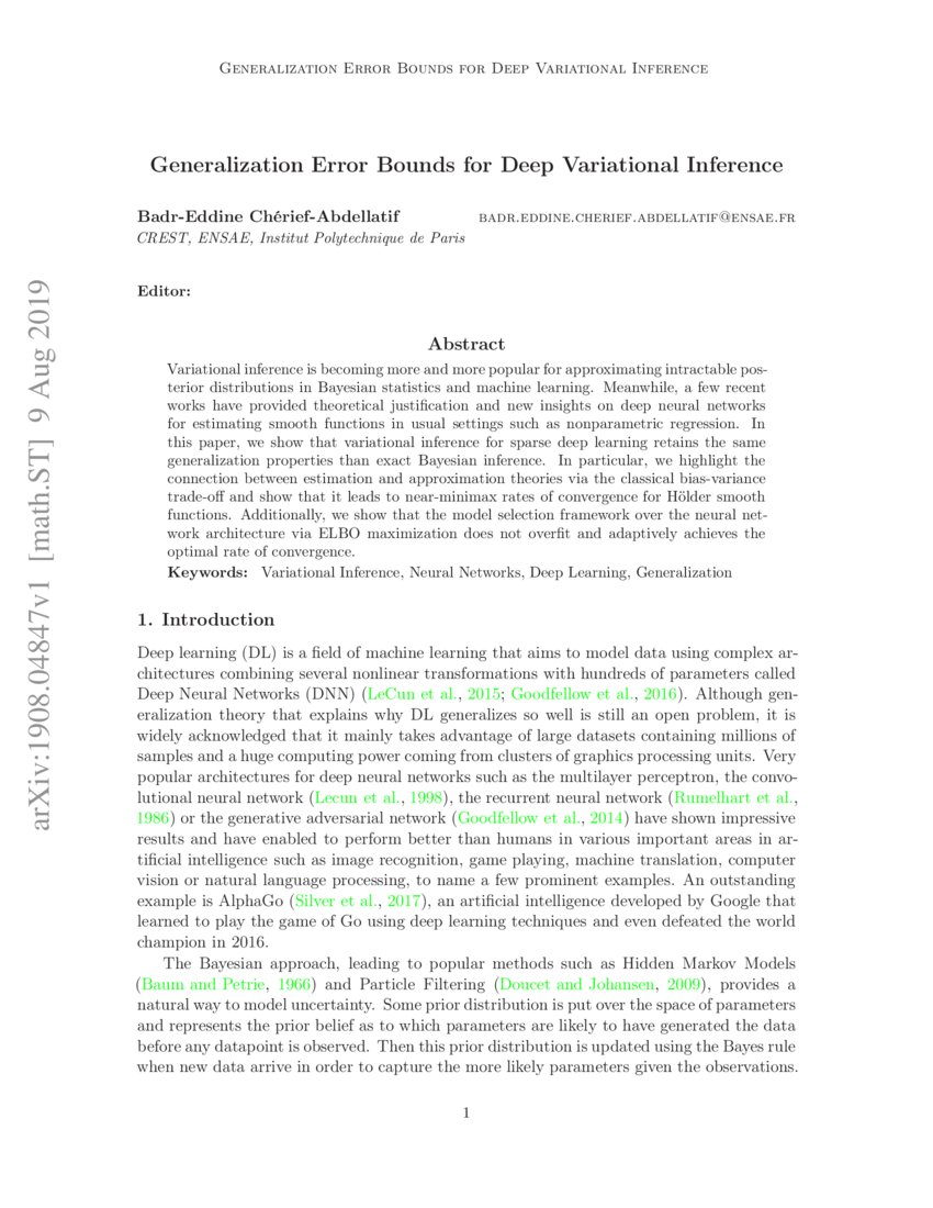 Generalization Error Bounds for Deep Variational Inference | DeepAI